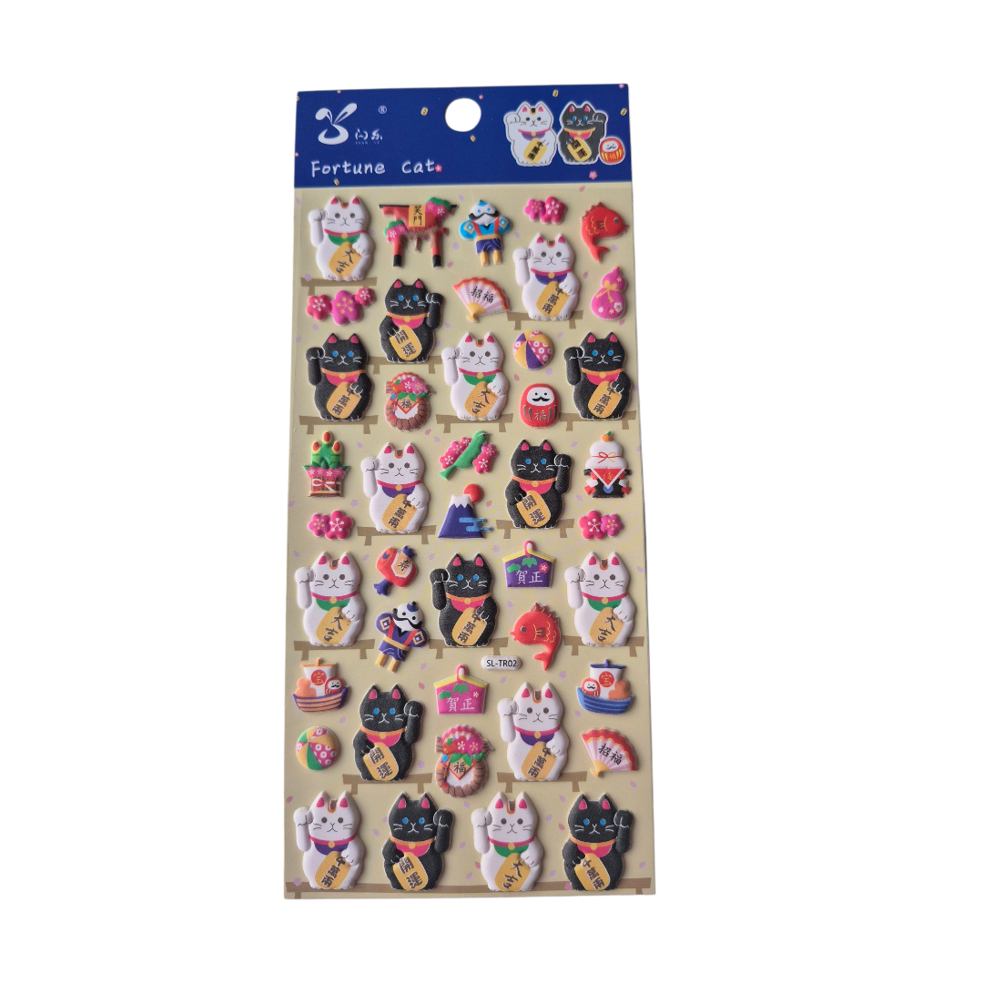 Stickervel met maneki neko stickers – eenbeetjegeluk.nl